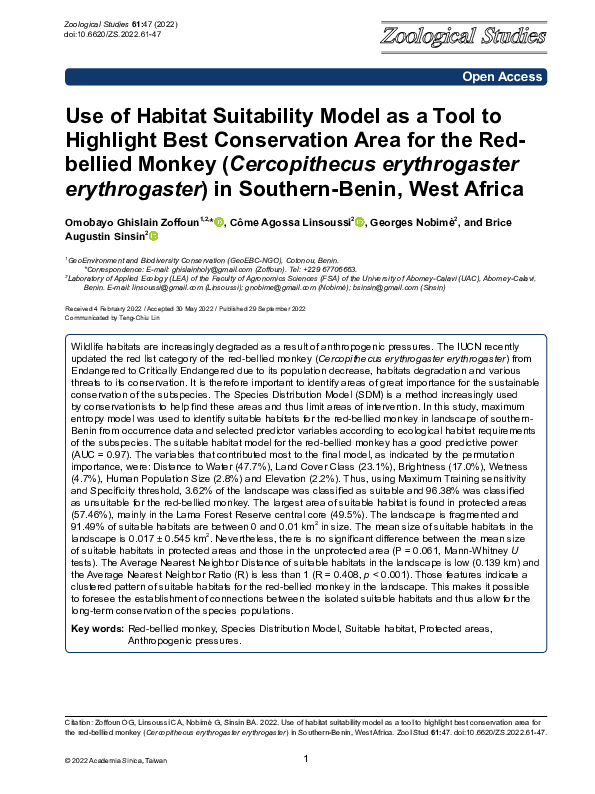 (PDF) Use of Habitat Suitability Model as a Tool to Highlight Best ...