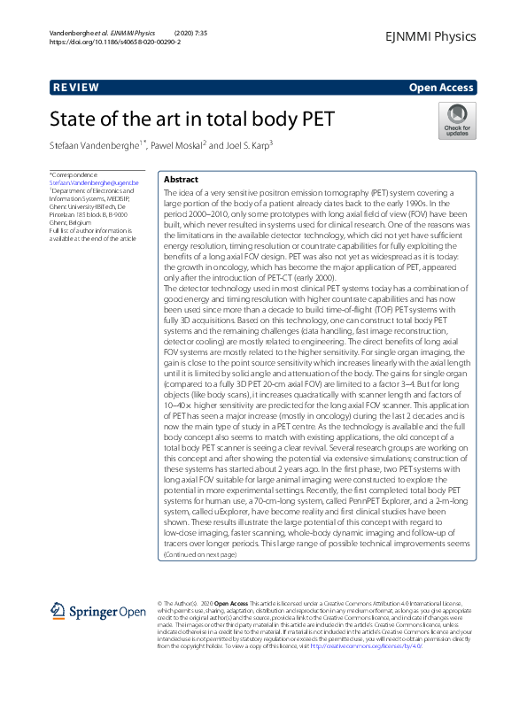 (PDF) State of the art in total body PET