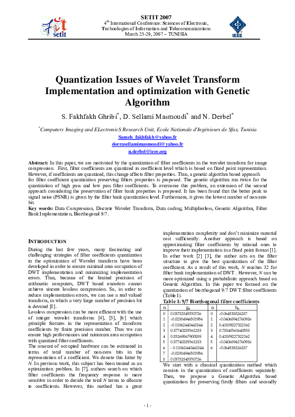 Pdf Quantization Issues Of Wavelet Transform Implementation And
