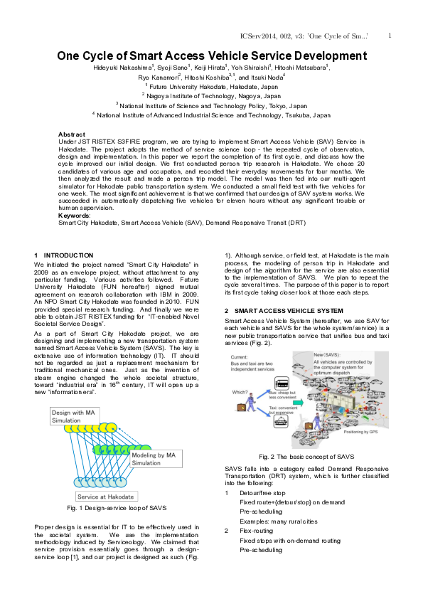 (PDF) One Cycle of Smart Access Vehicle Service Development