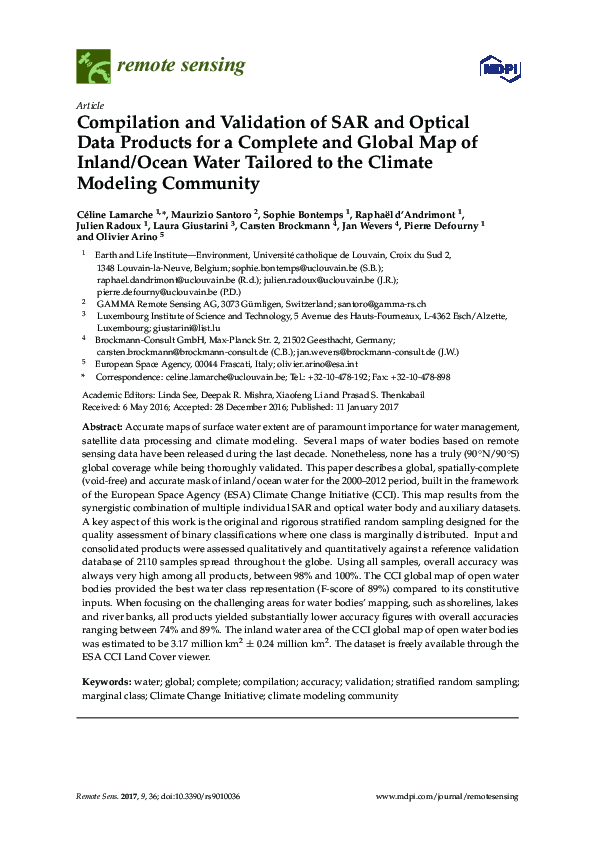(PDF) Compilation and Validation of SAR and Optical Data Products for a Complete and Global Map ...
