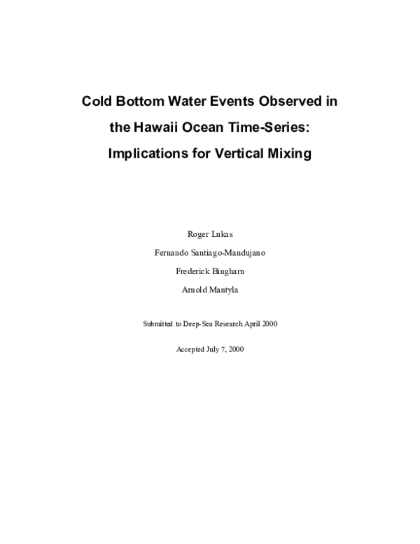 (PDF) Cold bottom water events observed in the Hawaii Ocean Time-series ...