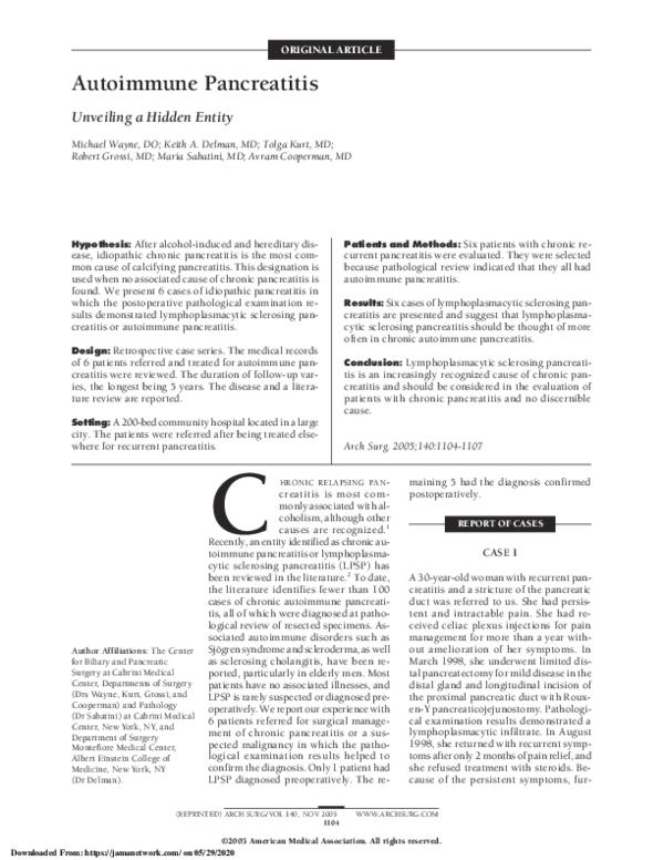 (PDF) Autoimmune Pancreatitis