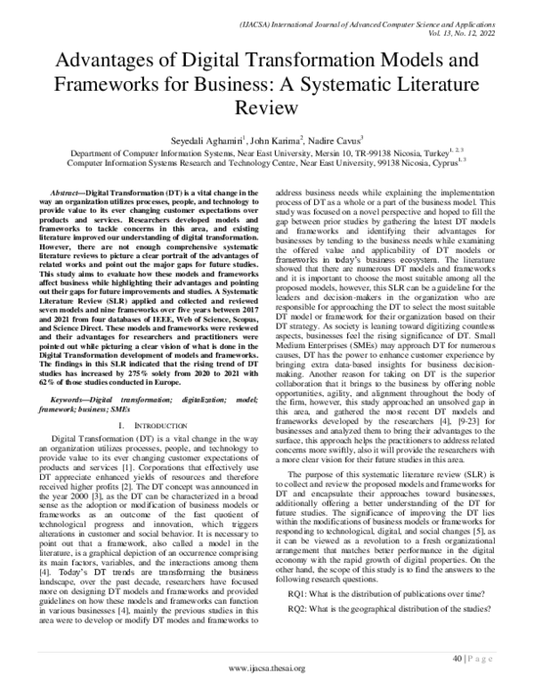 (PDF) Advantages of Digital Transformation Models and Frameworks for ...