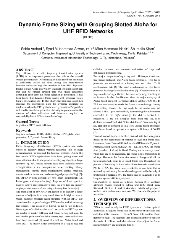 (PDF) Dynamic Frame Sizing with Grouping Slotted Aloha for UHF RFID ...