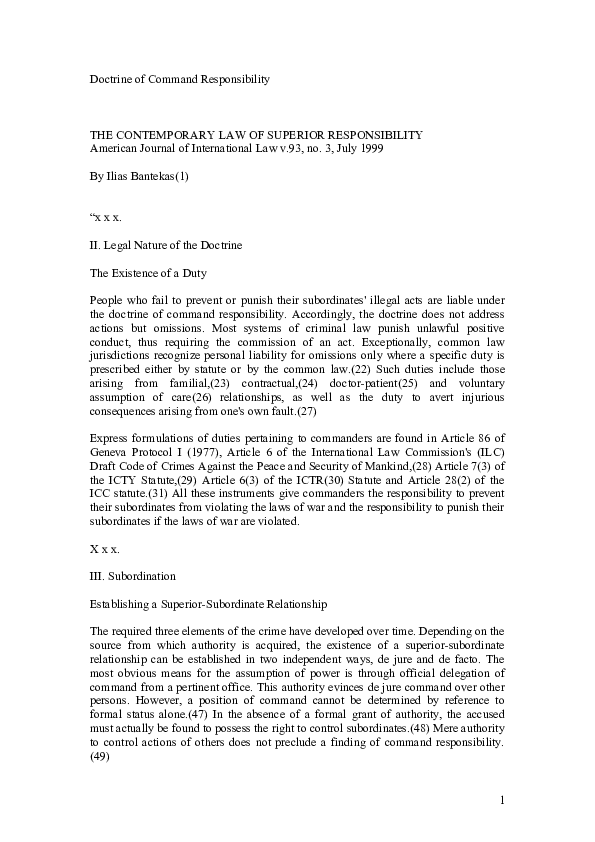(DOC) Doctrine of Command Responsibility