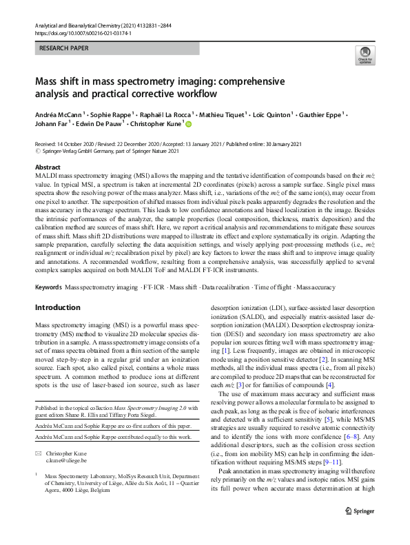 (PDF) Mass shift in mass spectrometry imaging: comprehensive analysis ...