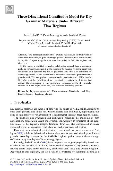(PDF) Three-Dimensional Constitutive Model for Dry Granular Materials Under Different Flow Regimes