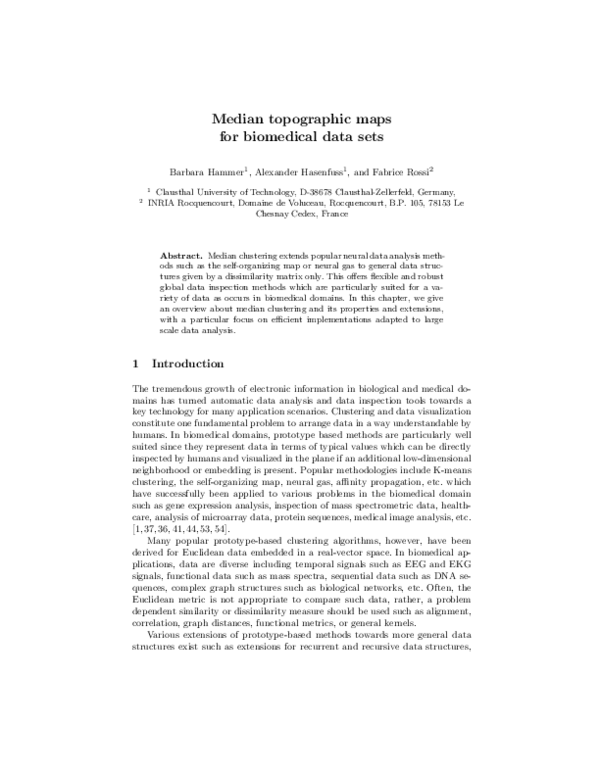 (PDF) Median Topographic Maps for Biomedical Data Sets
