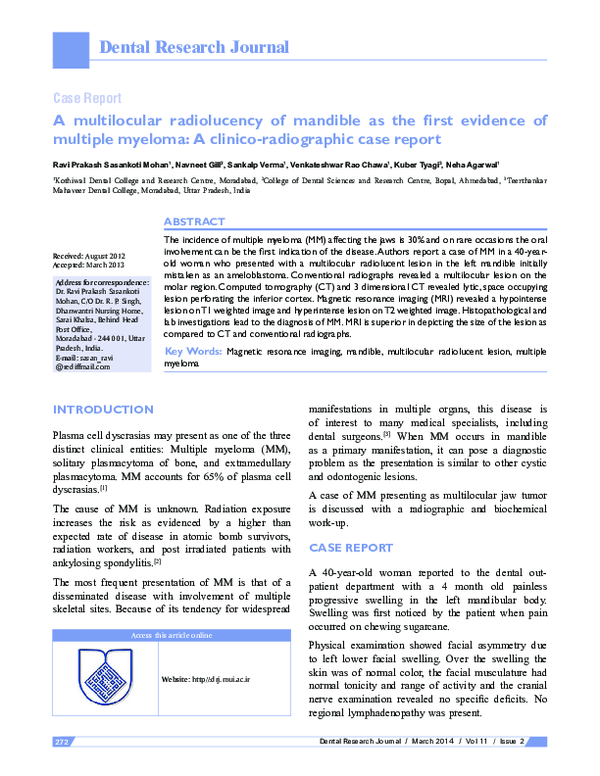 (PDF) A multilocular radiolucency of mandible as the first evidence of ...