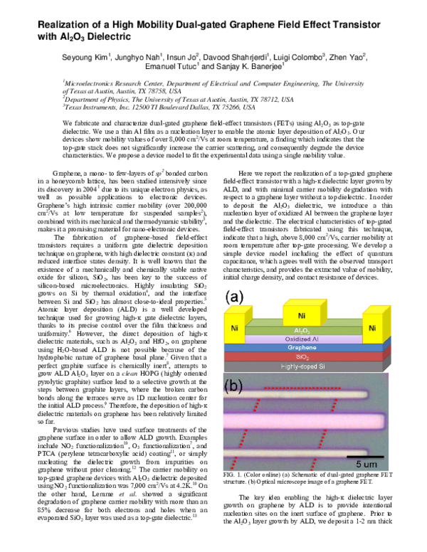 (PDF) Realization of a high mobility dual-gated graphene field-effect ...
