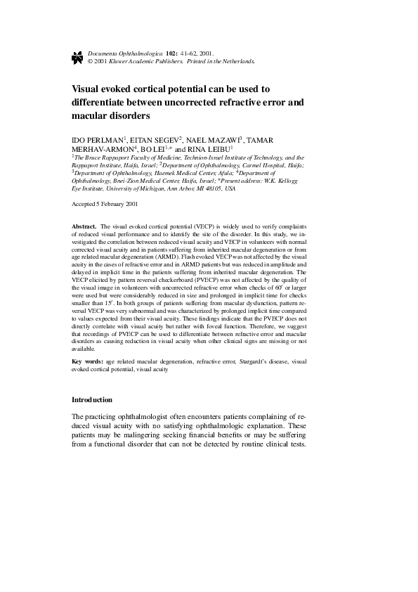 (PDF) Visual evoked cortical potential can be used to differentiate ...
