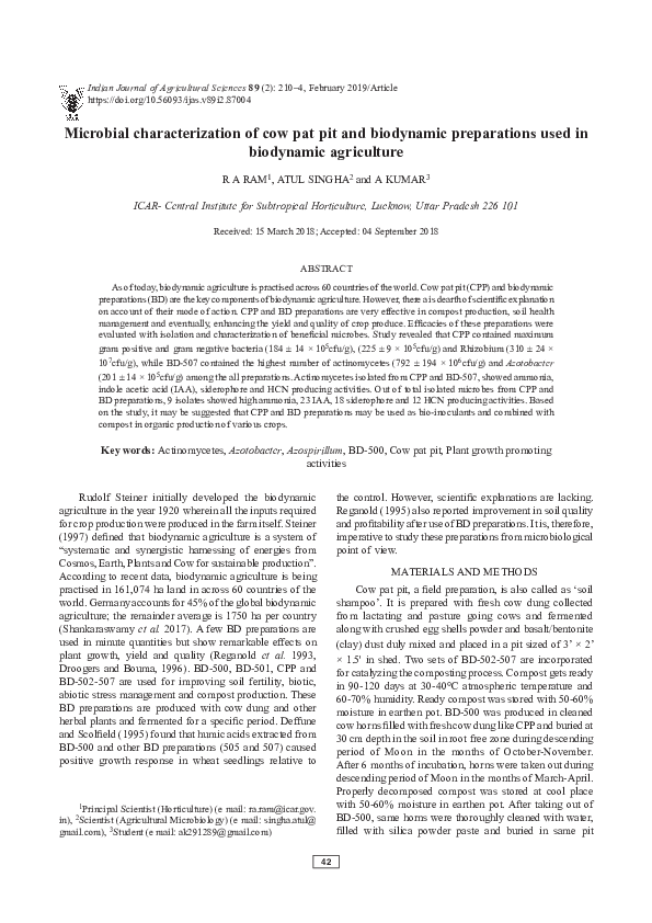 (PDF) Microbial characterization of cow pat pit and biodynamic ...