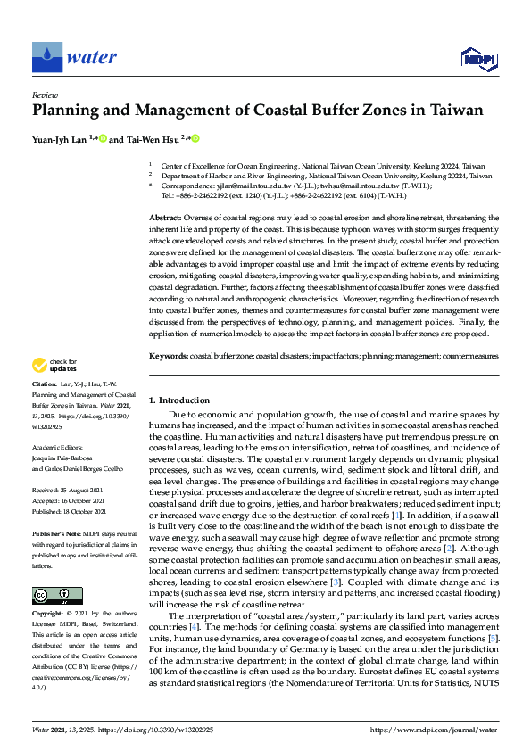 (PDF) Planning and Management of Coastal Buffer Zones in Taiwan