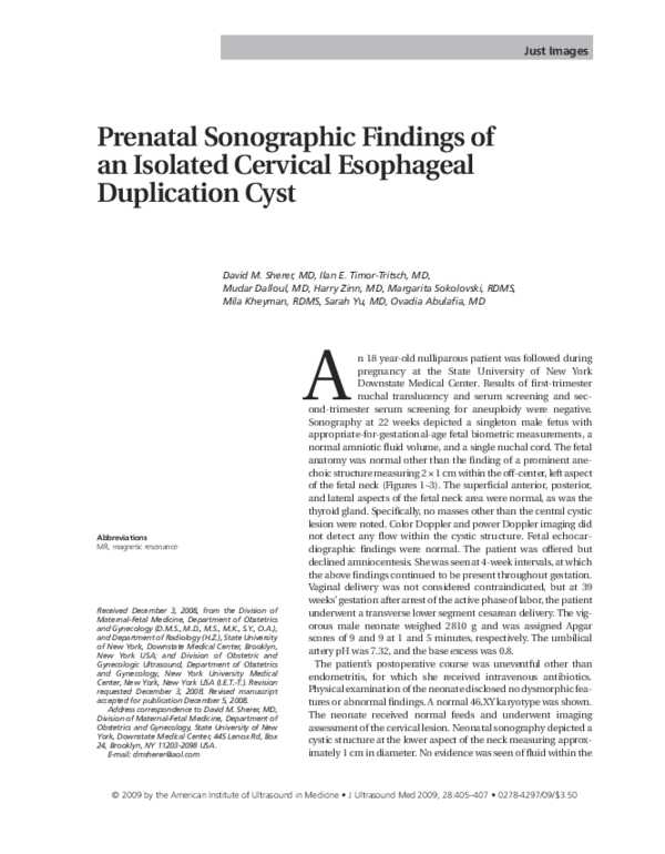 (PDF) Prenatal Sonographic Findings of an Isolated Cervical Esophageal ...