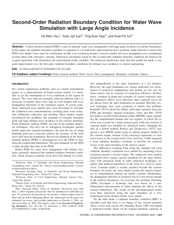 (PDF) Second-Order Radiation Boundary Condition for Water Wave ...