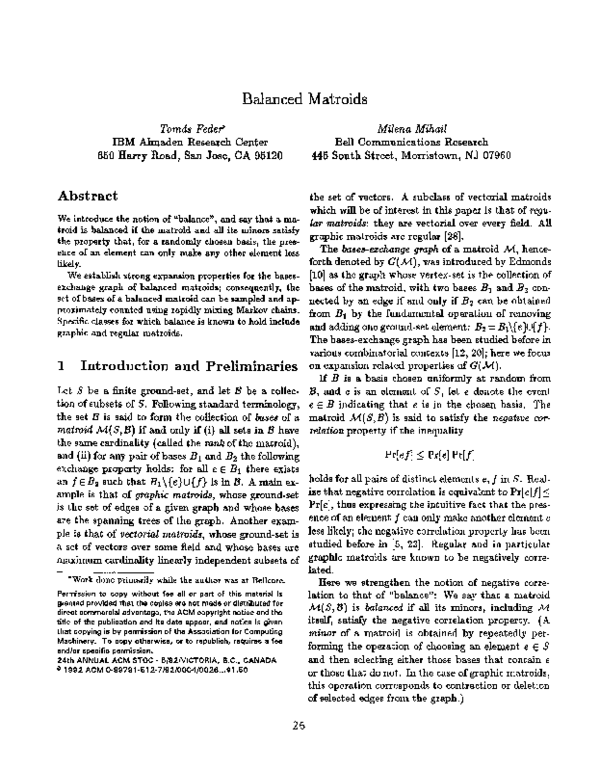 (PDF) Balanced matroids