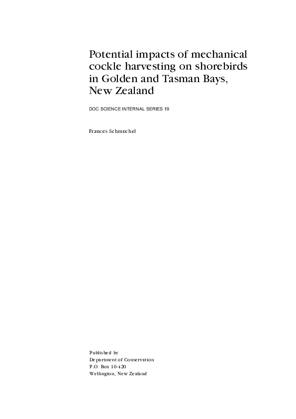 (PDF) Potential impacts of mechanical cockle harvesting on shorebirds ...