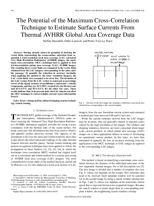 (PDF) The Potential of the Maximum Cross-Correlation Technique to ...