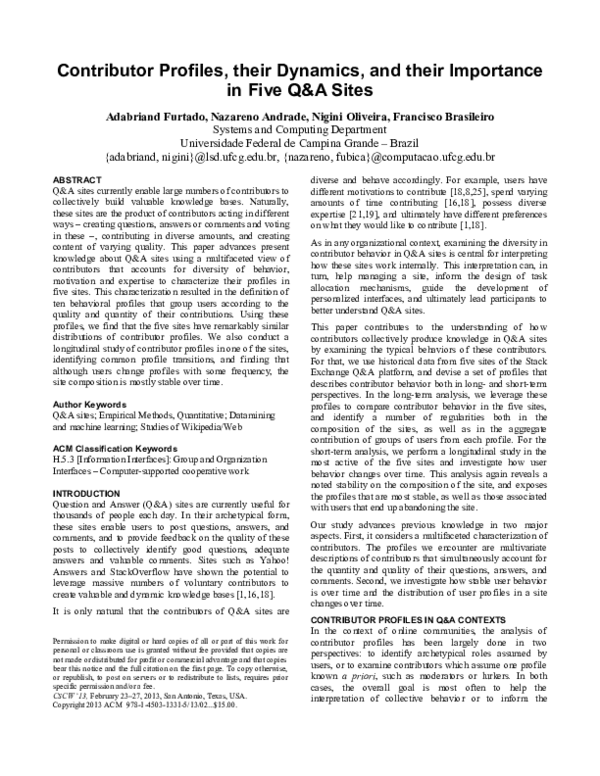 (PDF) Contributor profiles, their dynamics, and their importance in ...
