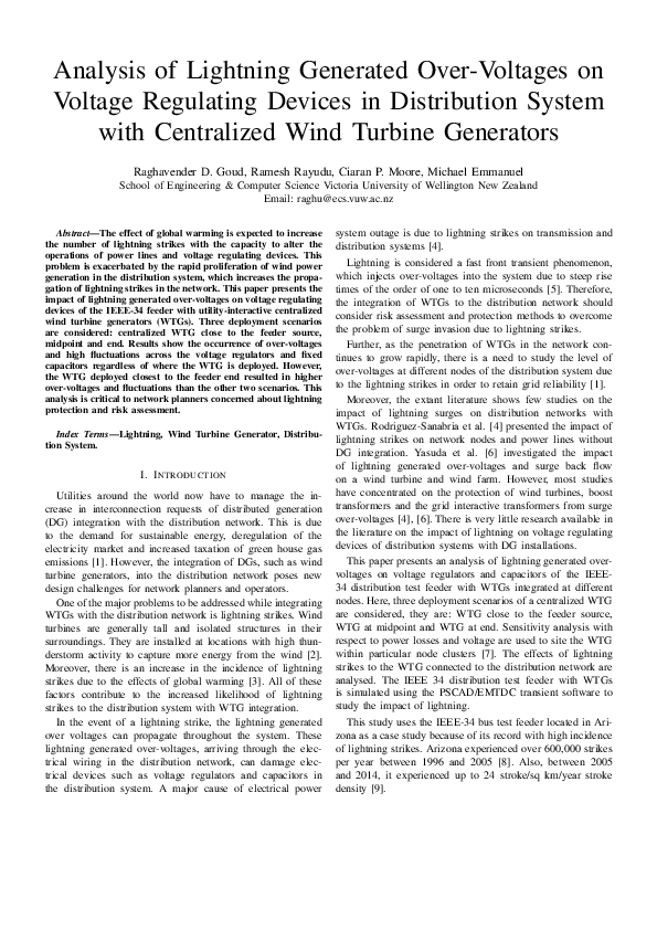 (PDF) Analysis of Lightning Generated Over-Voltages on Voltage Regulating Devices in ...