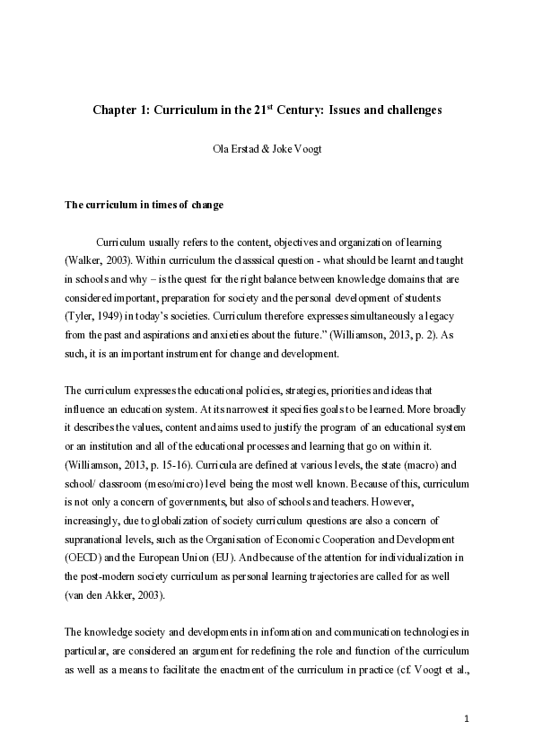 (PDF) The Twenty-First Century Curriculum: Issues and Challenges