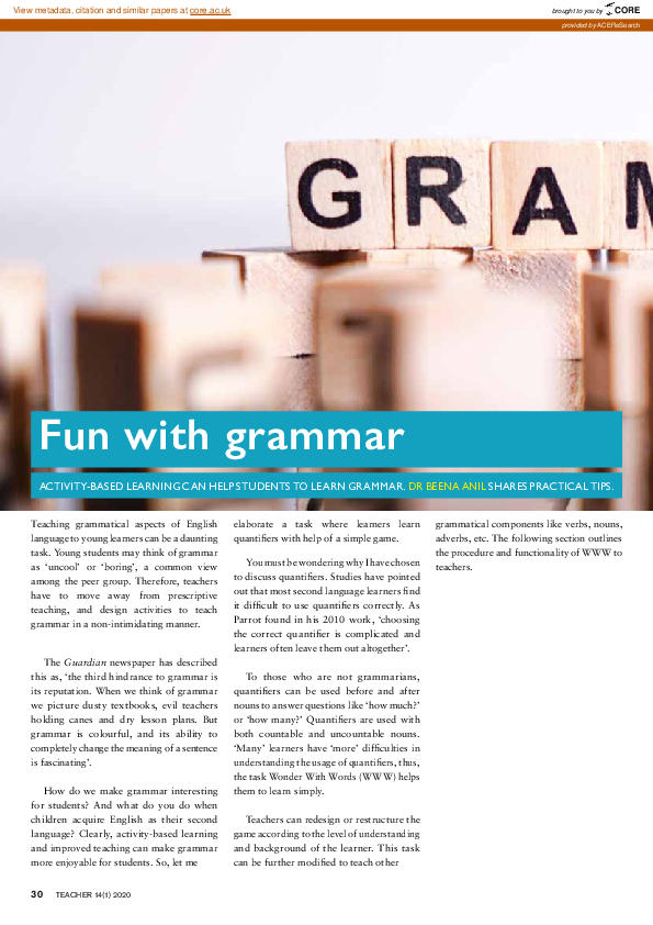 (PDF) Fun with grammar