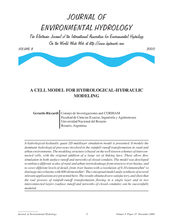 (PDF) A Cell Model for Hydrological-Hydraulic Modeling