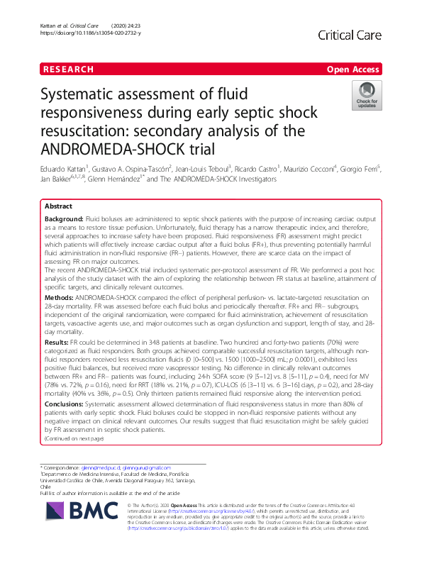 (PDF) Systematic assessment of fluid responsiveness during early septic ...