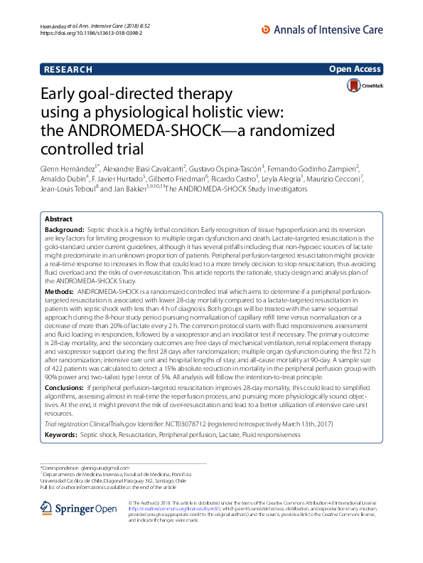 (PDF) Early goal-directed therapy using a physiological holistic view ...