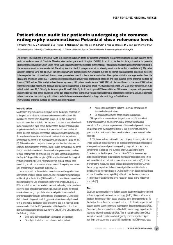 (PDF) Patient dose audit for patients undergoing six common radiography ...