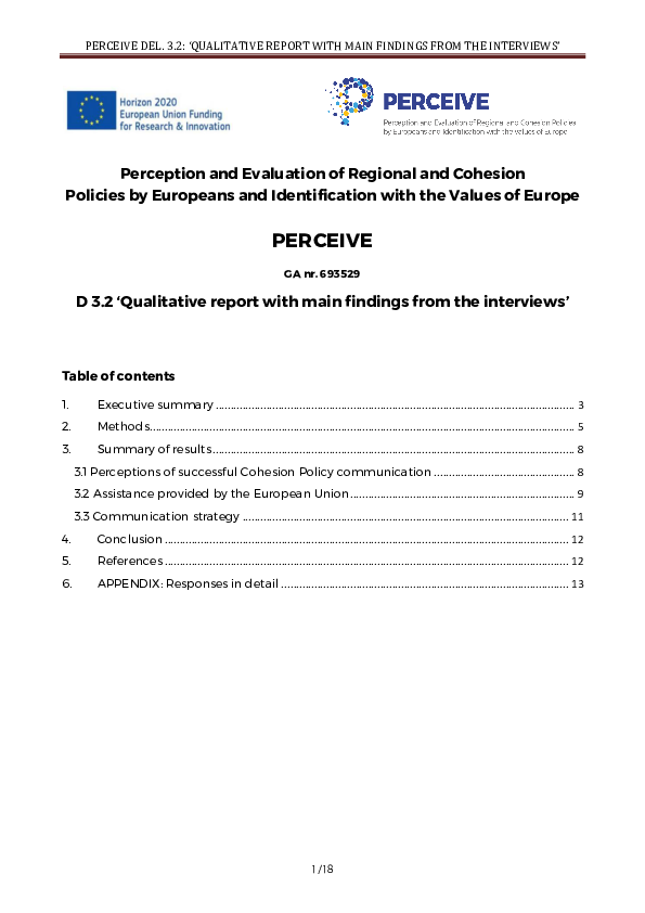 (PDF) Perceive Project Deliverable Qualitative Report With Main ...