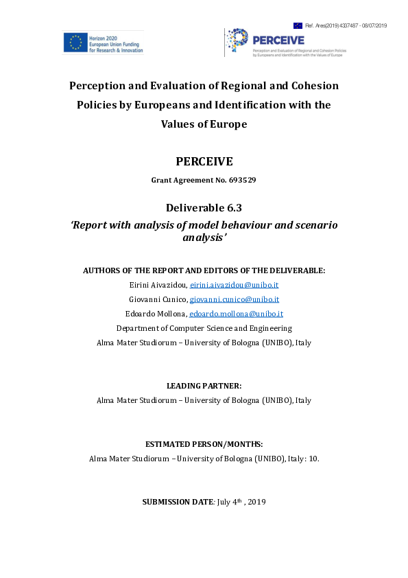(PDF) PERCEIVE project - Deliverable D6.3 "Report with analysis of ...