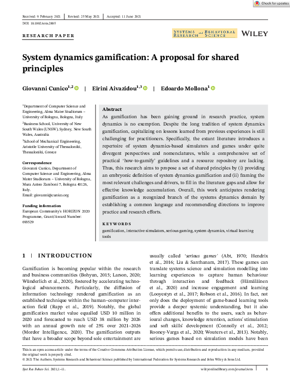 (PDF) System dynamics gamification: A proposal for shared principles