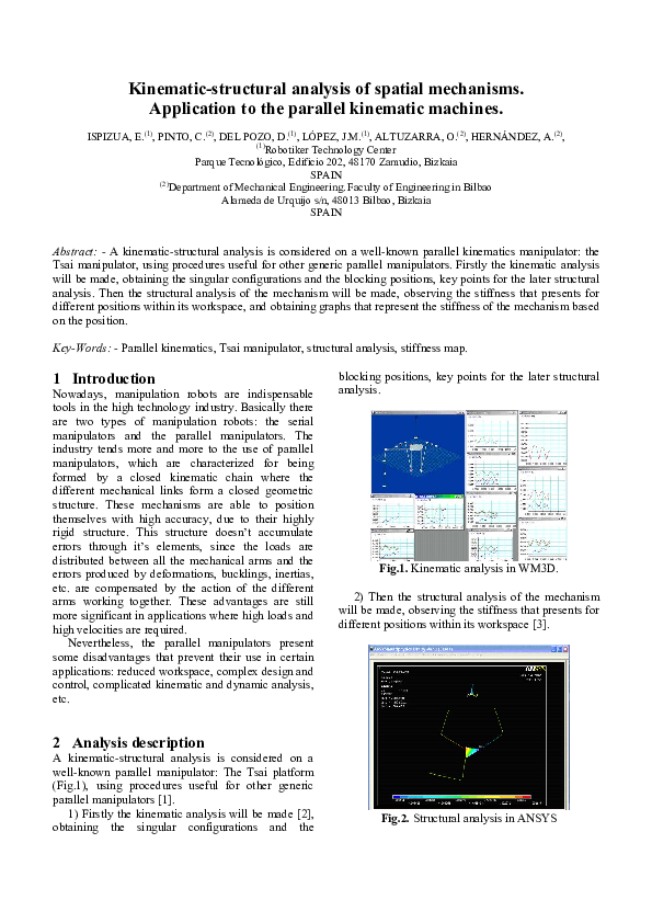 (PDF) Kinematic-structural analysis of spatial mechanisms application to the parallel kinematic ...