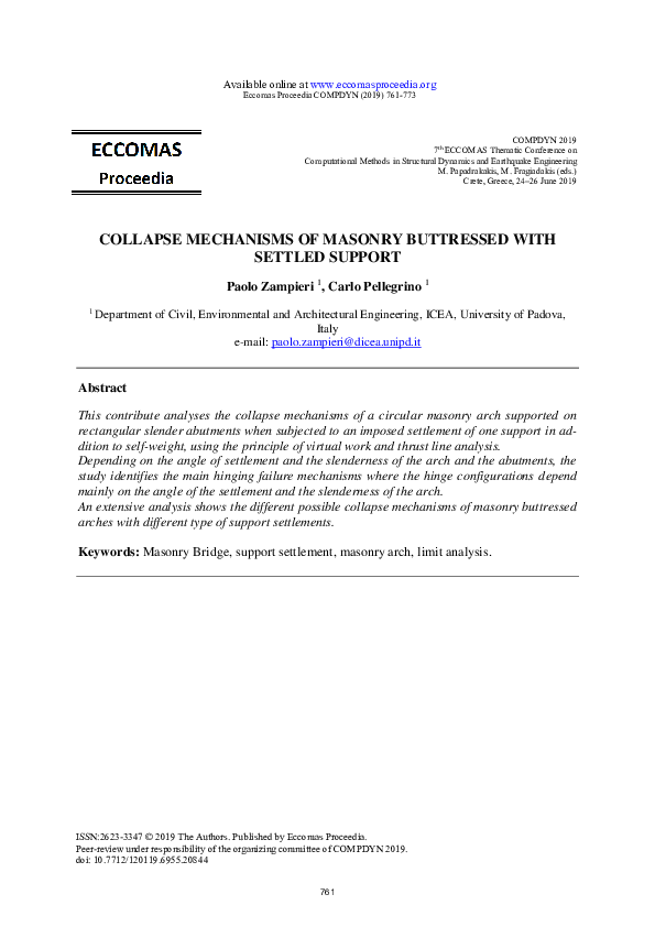 (PDF) Collapse mechanisms of masonry arches with settled springing ...