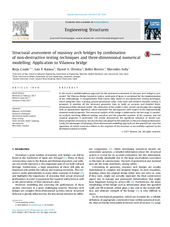(PDF) Structural assessment of masonry arch bridges by combination of ...