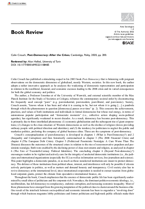 (PDF) Post Democracy Crouch