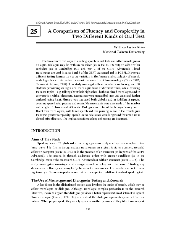 (PDF) A Comparison of Fluency and Complexity in Two Different Kinds of ...