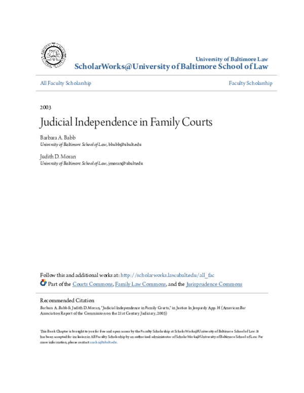 (PDF) Judicial Independence in Family Courts