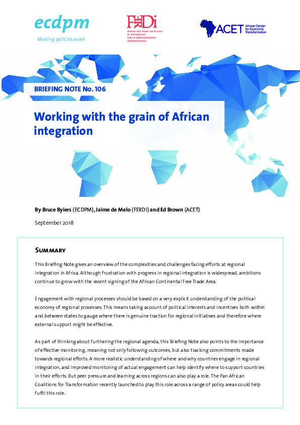 (PDF) Working with the grain of African integration
