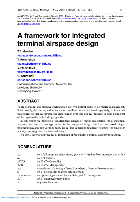 (PDF) A framework for integrated terminal airspace design