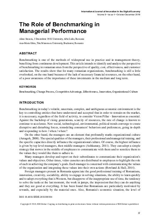 (PDF) The Role of Benchmarking in Managerial Performance