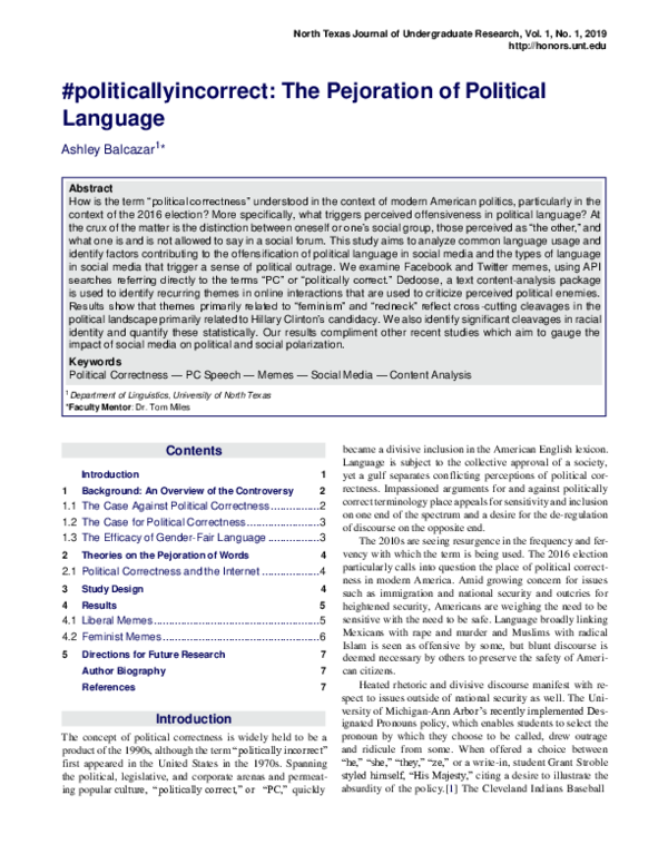 (PDF) #politicallyincorrect: The Pejoration of Political Language