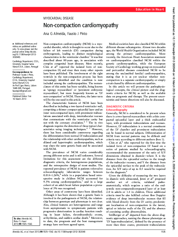 (PDF) Non-compaction cardiomyopathy