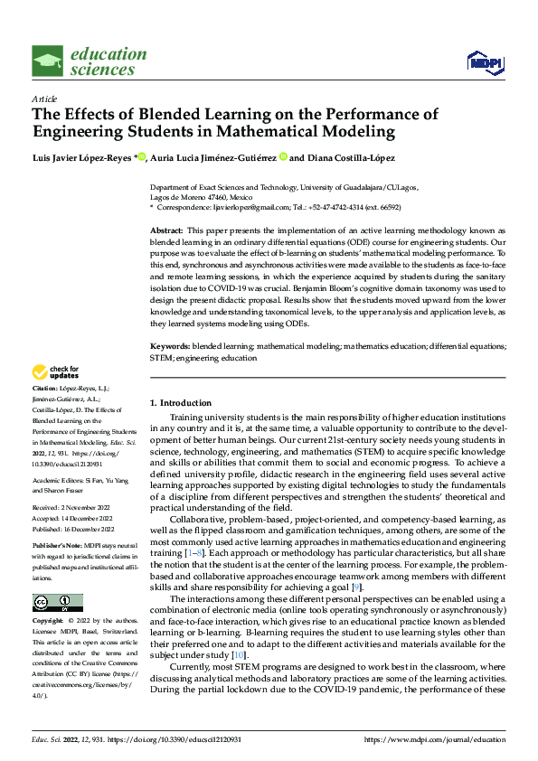 (PDF) The Effects of Blended Learning on the Performance of Engineering ...