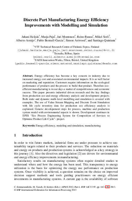 (PDF) Discrete Part Manufacturing Energy Efficiency Improvements with ...