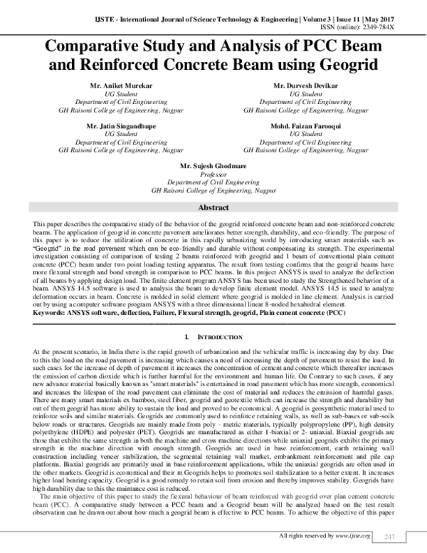 (PDF) Comparative Study and Analysis of PCC Beam and Reinforced ...