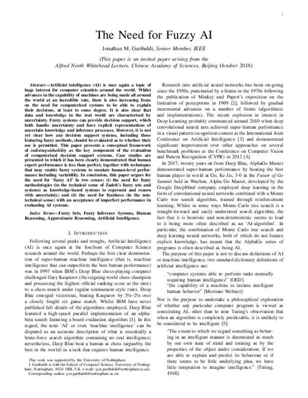 (PDF) The need for fuzzy AI