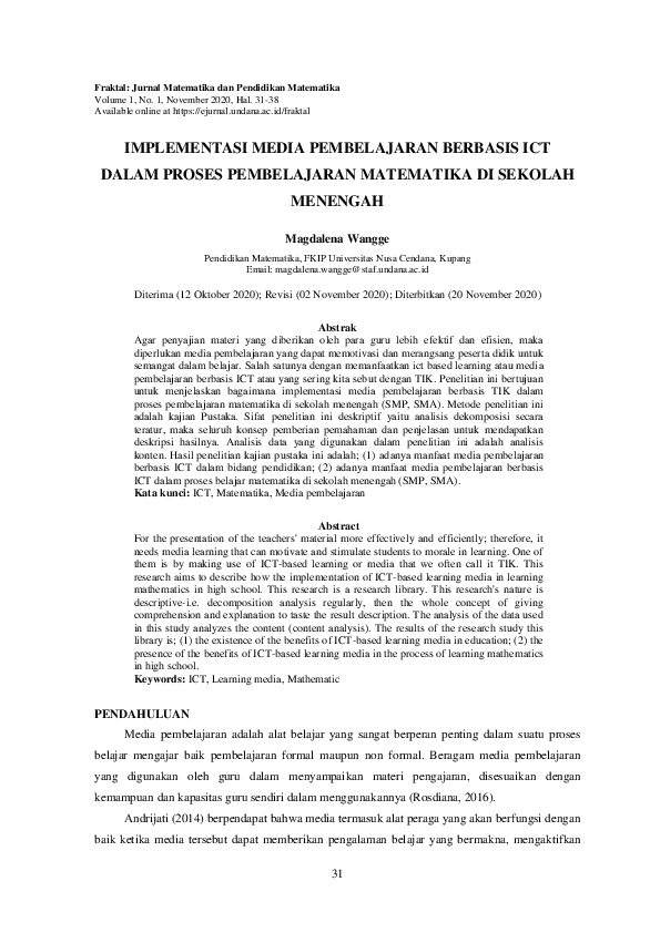 (PDF) Implementasi Media Pembelajaran Berbasis ICT dalam Proses Pembelajaran Matematika di ...